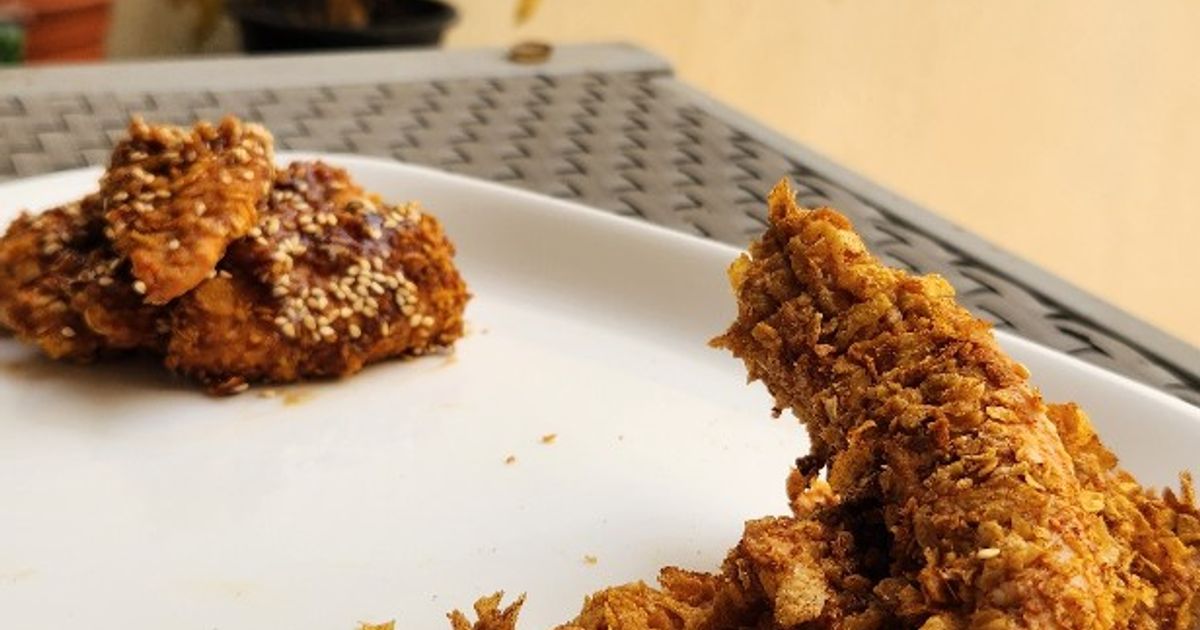 Oven Fried High Protein Chicken Stripes Recipe by Hessa