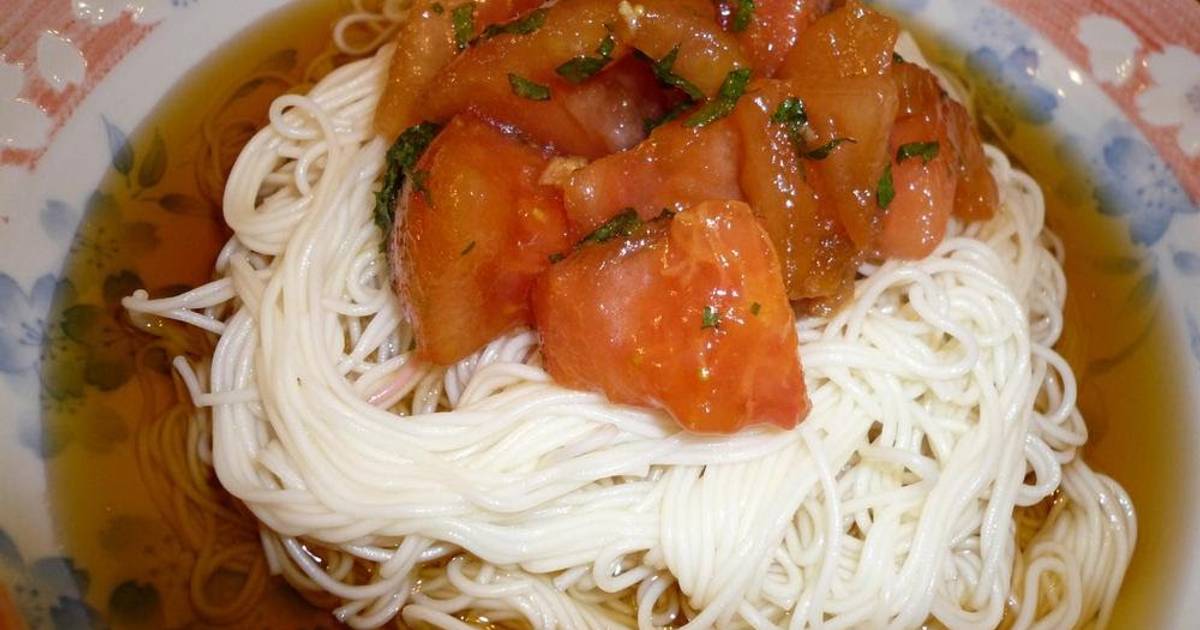 Tomato Sauce Chilled Somen Noodles Recipe by cookpad.japan - Cookpad