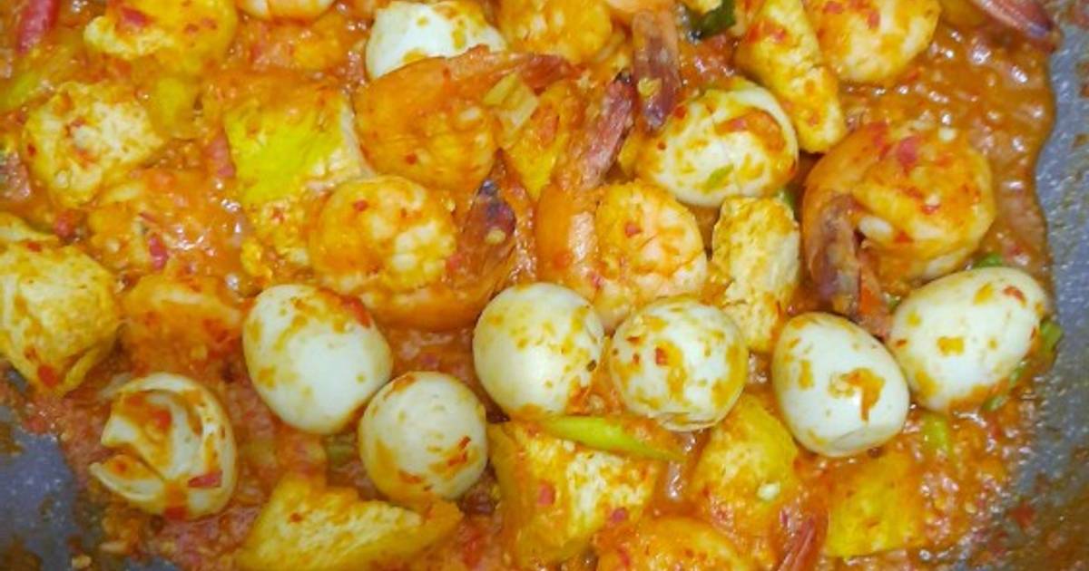 Resep Udang telur puyuh tahu pedas oleh KITCHENI - Cookpad