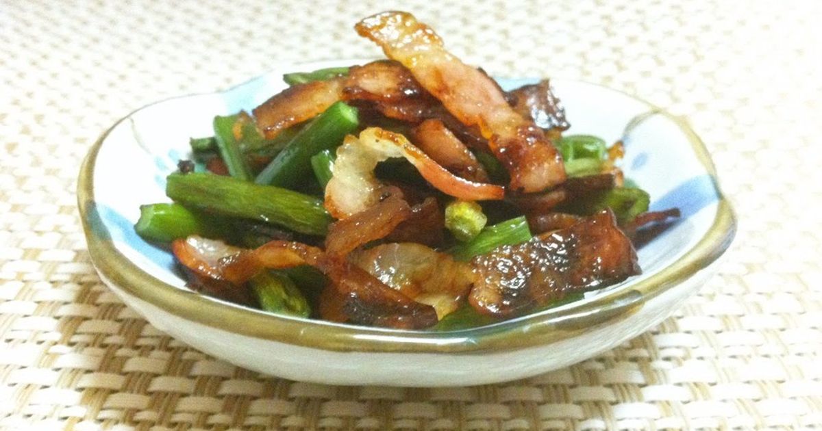 Quick And Easy! Garlic Shoots And Bacon Stir Fry Recipe by cookpad.japan