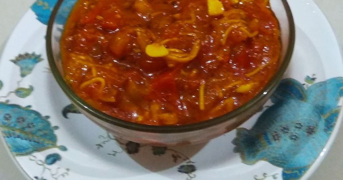 Varsha Dave દ્વારા રેસીપી સેવ ટામેટાં નું લસણિયું શાક (Sev Tomato ...