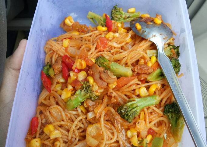 Resep 4. Spaghetti sayur pelangi oleh delta - Cookpad