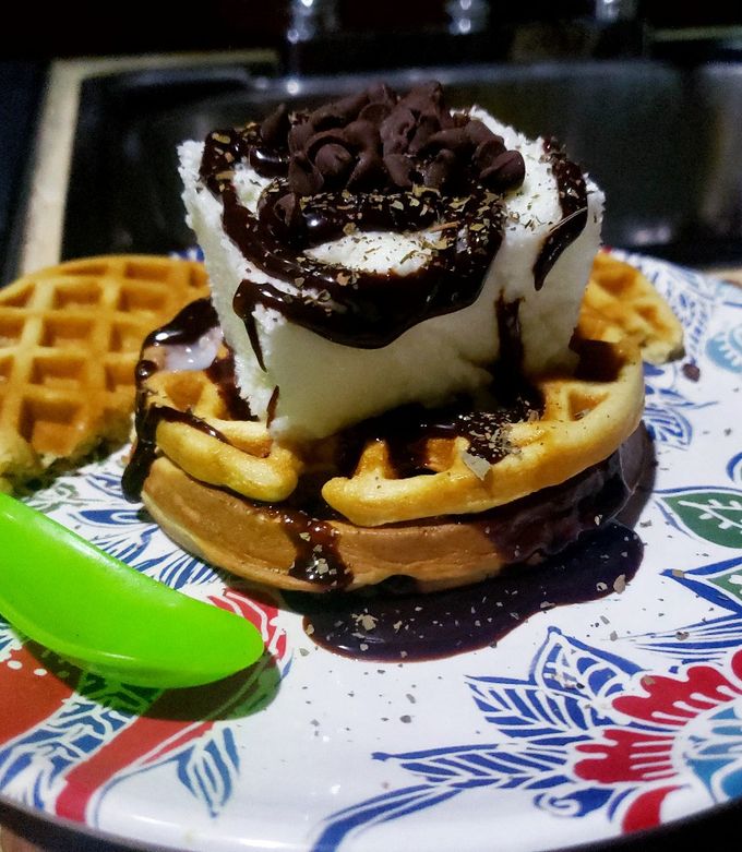Helado Con Waffles