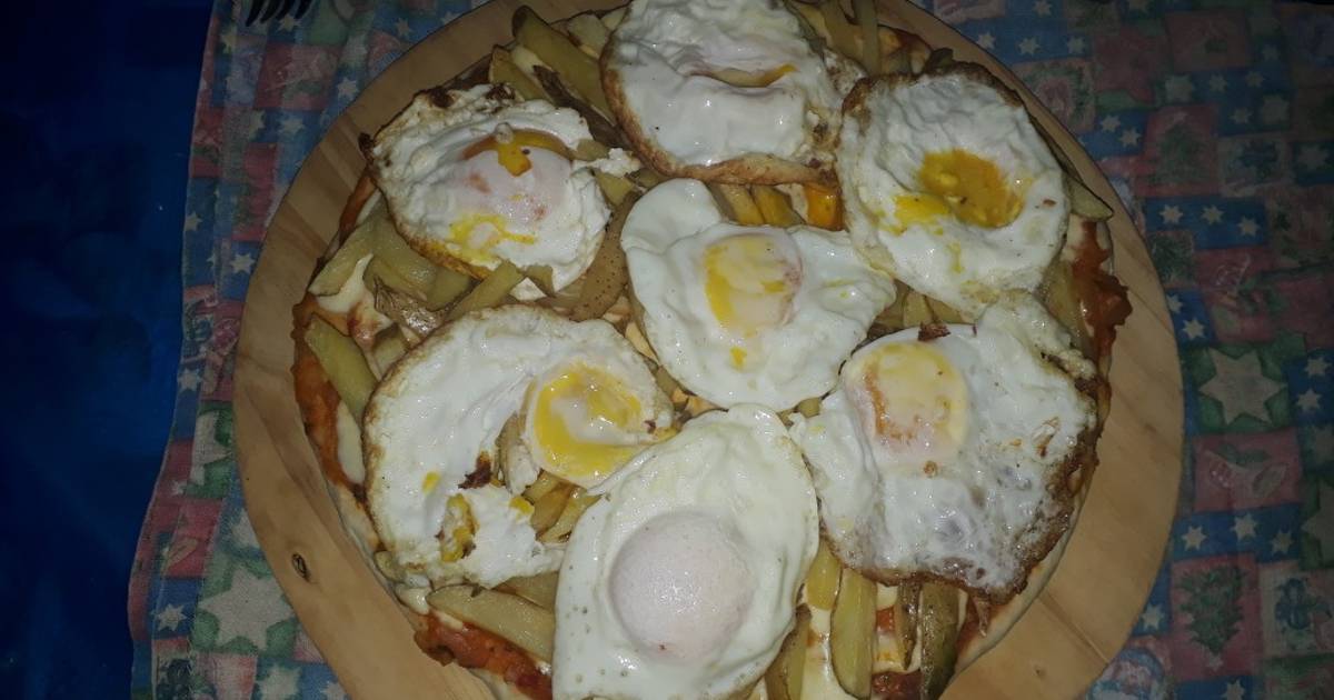 Pizza con huevo frito - 25 recetas caseras- Cookpad