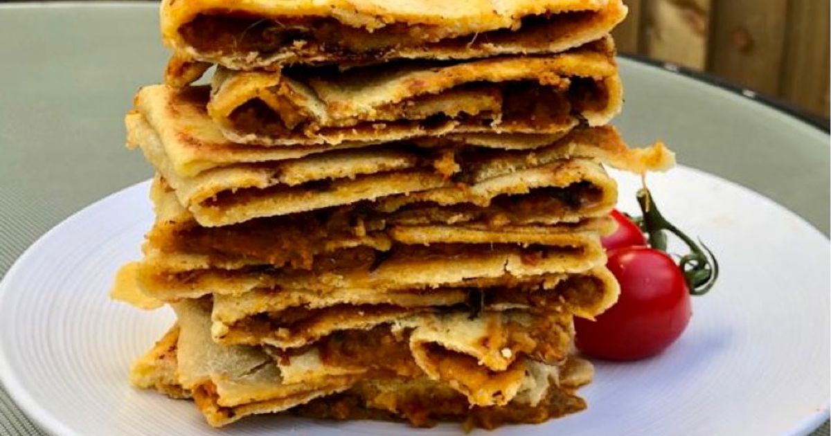 Algerian Crepes / Pancakes (Mahjouba) #Vegetarian #Vegan #Streetfood ...