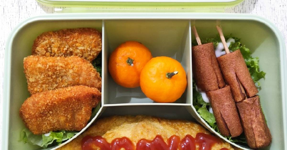 Resep Bekal Maksi Anak (Omurice, Sate Sosis, Salad Mayo, Nugget, Jeruk ...