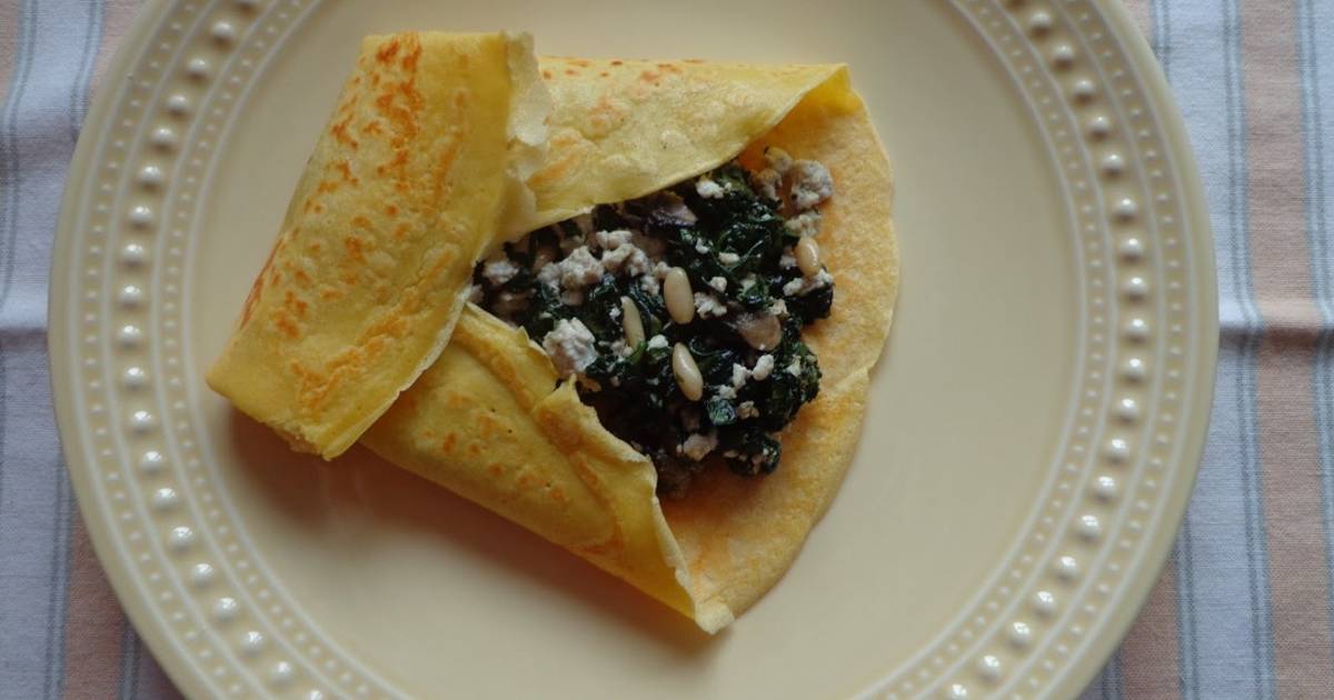 Crepes recheados com espinafres, requeijão e pinhões Receita por Prato ...