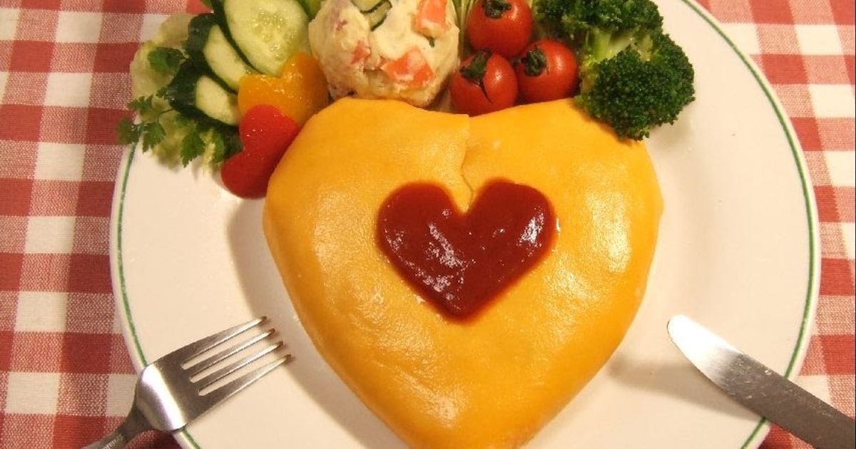 Easy Heart Shaped Rice Omelette Made In A Rice Cooker Recipe By Cookpad ...