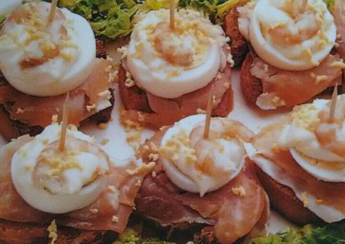 Pincho de salmón, gambas y jamón Receta de Rosario- Cookpad