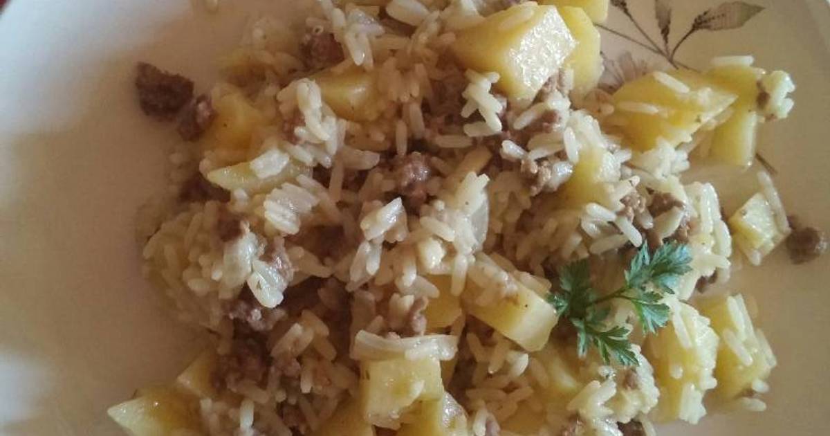 Arroz con papa y carne Receta de Lujan Rubio- Cookpad