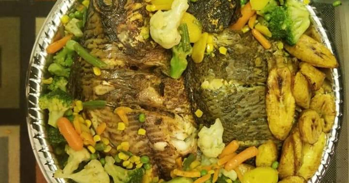 Grilled Fish With Fried Plantain And Vegetables Recipe by Henrietta ...