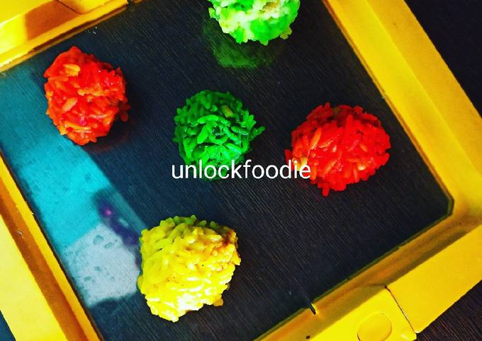 Steam, Colourful Rice balls Recipe by Unlock foodie - Cookpad
