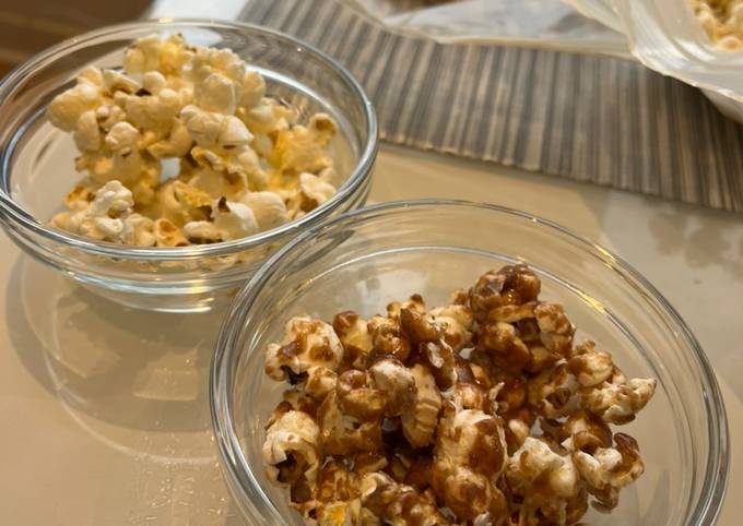 Salted popcorn and Caramelized popcorn Recipe by Yuko - Cookpad