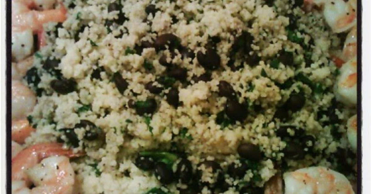 Black Bean & Spinach Couscous With Baked Shrimp Recipe By Iricarodriguez