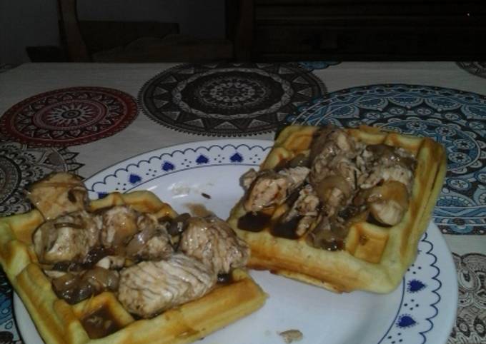 Waffles con pollo agridulce sin harina y sin huevo, sin leche! Receta ...