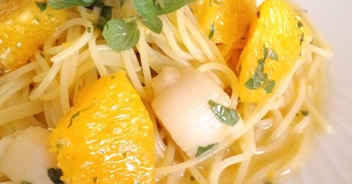 Chilled Pasta With Oranges, Scallops, And Mint Recipe by cookpad.japan