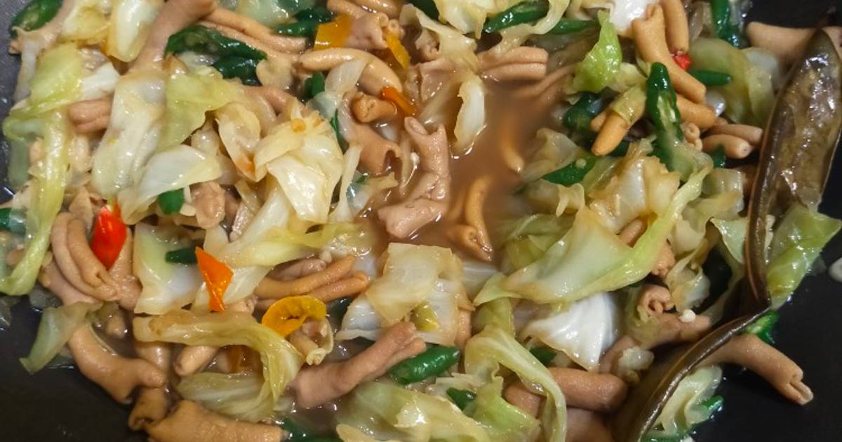 Resep 21. Oseng Usus + Kubis Cabe Ijo oleh Ari Natalia - Cookpad