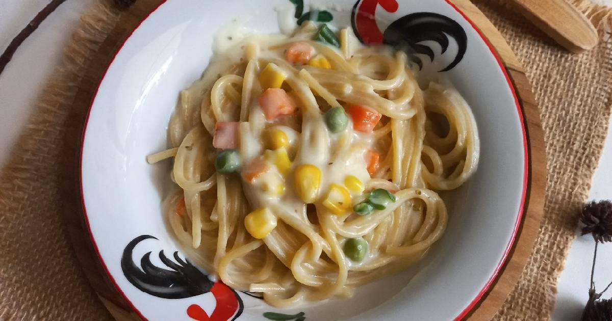 Resep 4️⃣5️⃣ Spaghetti Krim Ayam oleh Dapur Annisaa - Cookpad