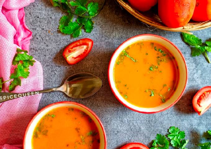 Tamatar Dhania Shorba / Tomato Coriander Soup Recipe by spice queen ...