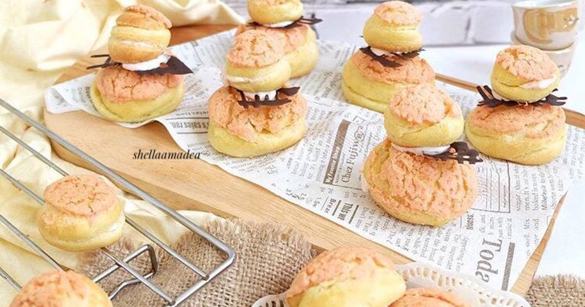 Resep Strawberry Sable Choux (Kue Sus Kulit renyah) oleh Shella Amadea ...