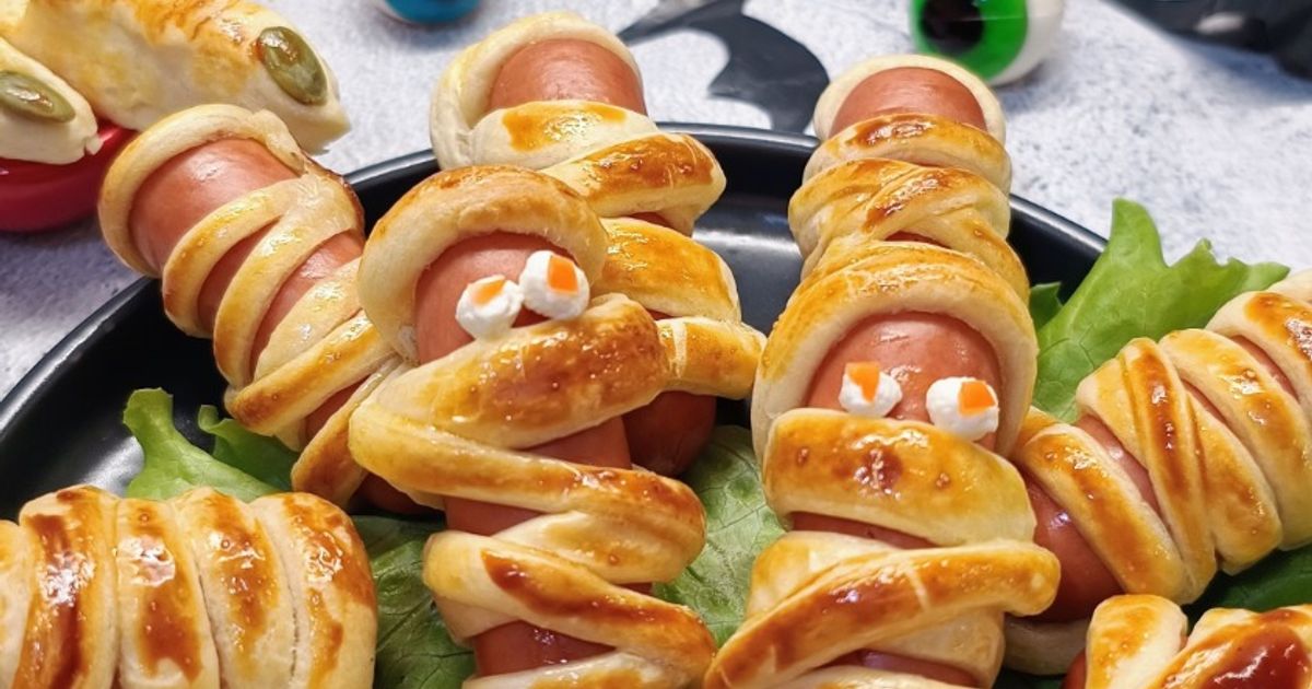 🎃 Tasty Halloween Ideas! Puff Pastry Sausage Mummies & Creepy Fingers 👻 ...