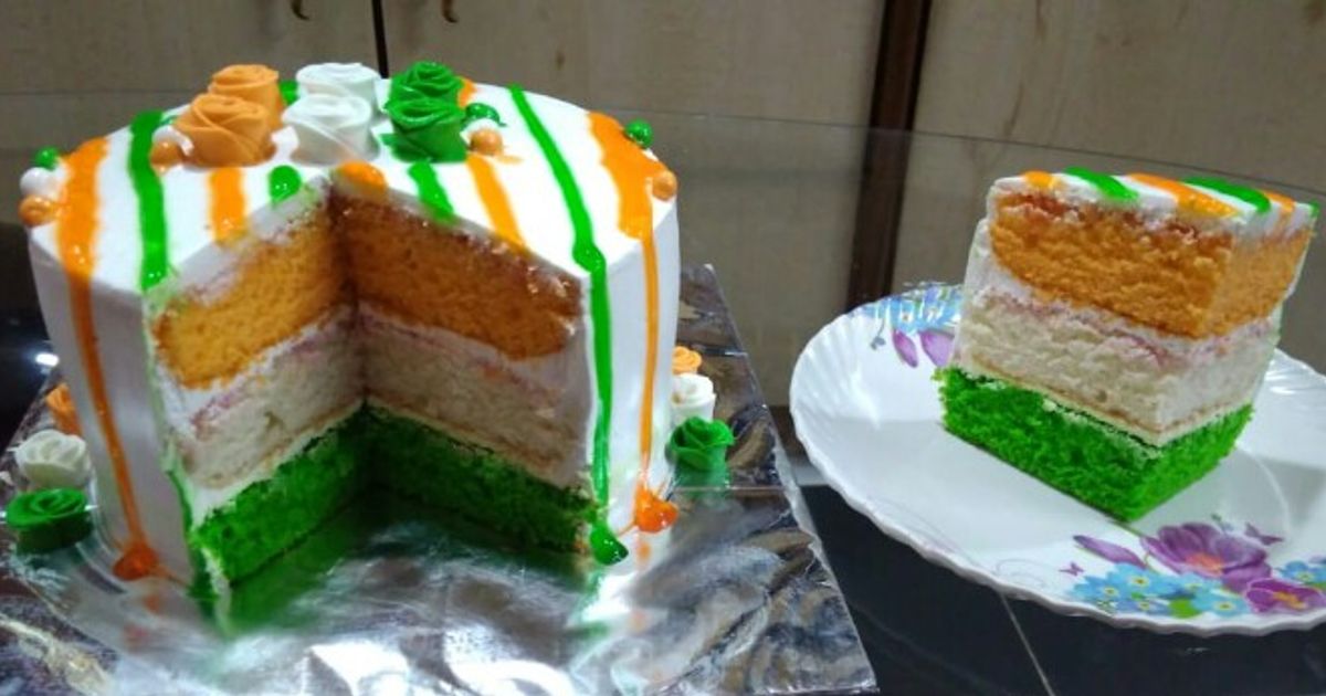 Tri Colour Cake Recipe by Simran Rohra - Cookpad