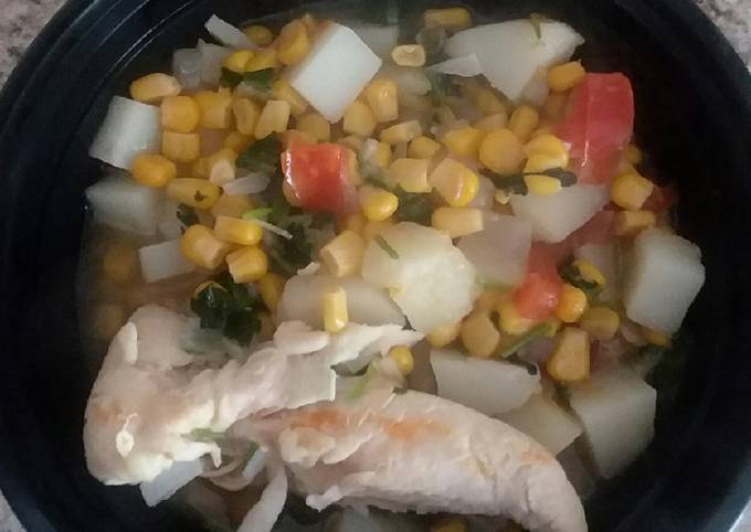 Pollo con elote y papas Receta de Franco- Cookpad