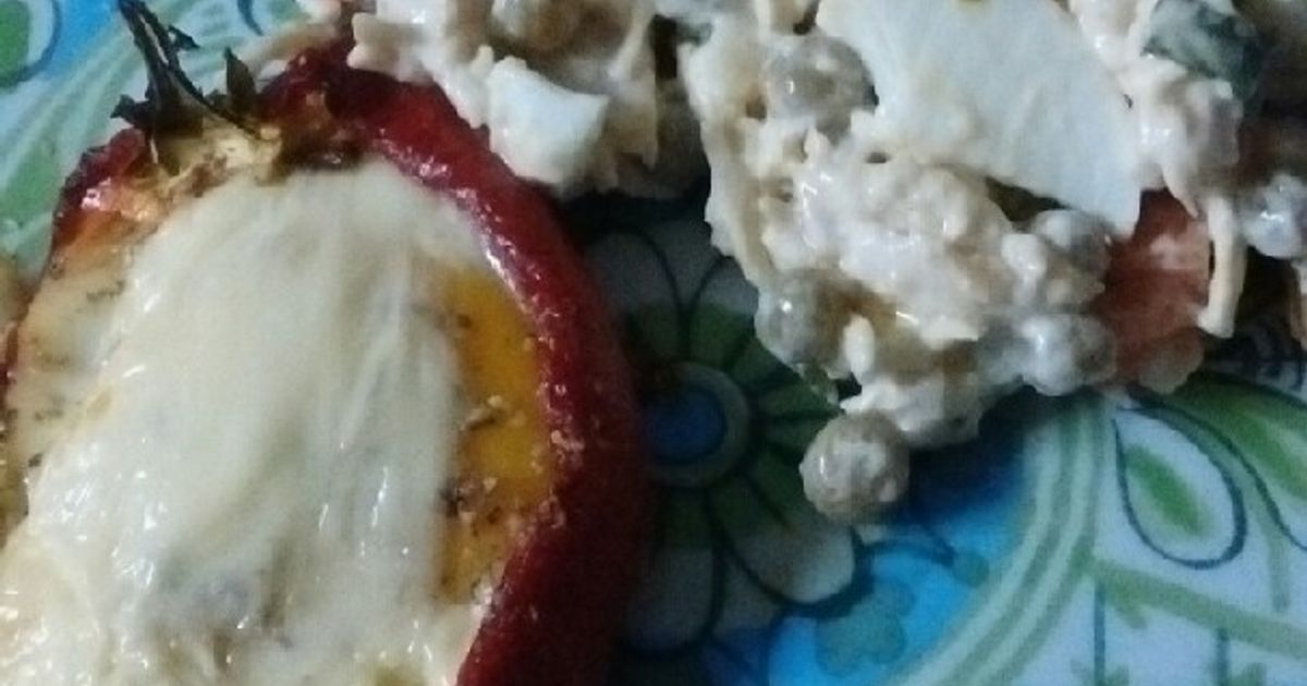 Morrones Al Horno Con Huevo, Queso Cremoso Y Mayonesa De Ave Receta de ...