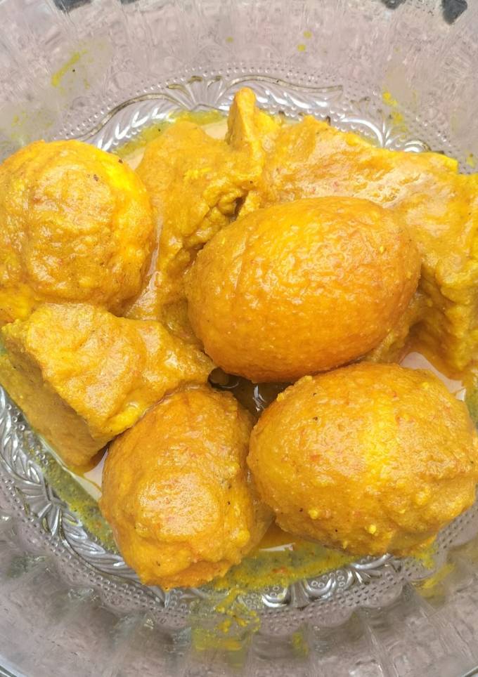 Resep Telor Tahu Bumbu Kuning tanpa santan oleh wiwik hendRiani kitchen ...