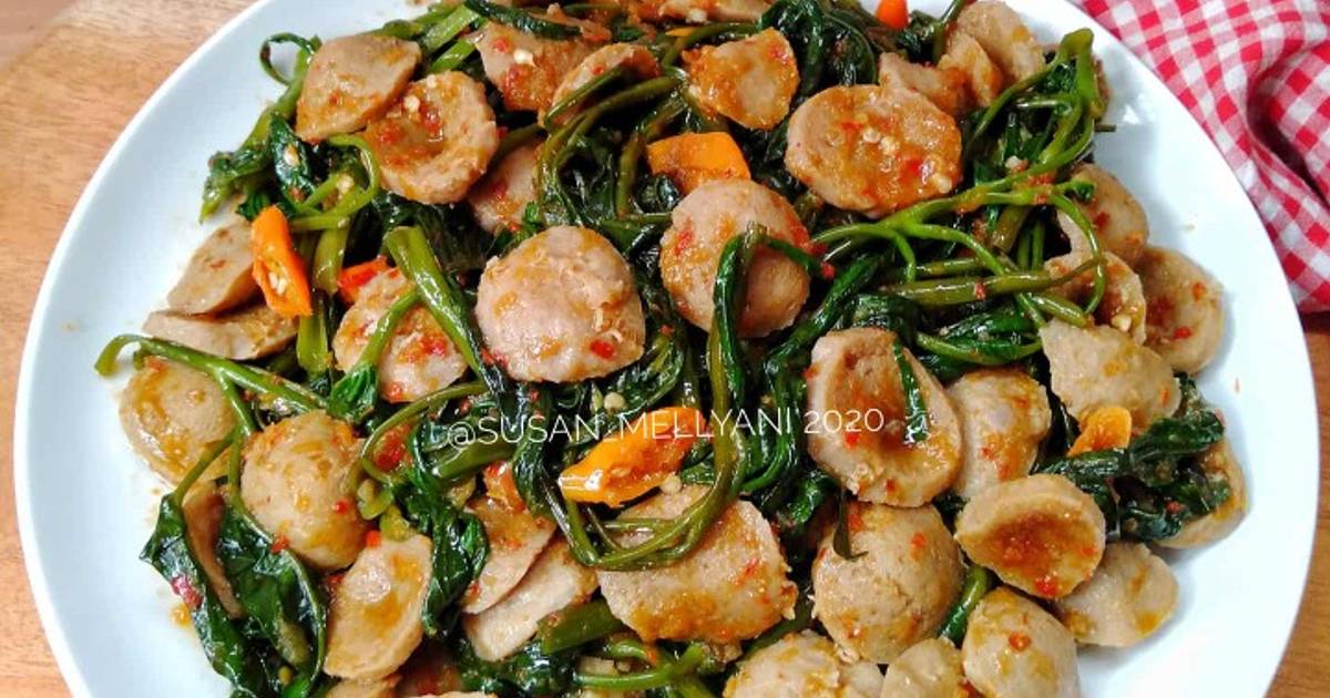 551 resep oseng bakso kangkung enak dan mudah - Cookpad