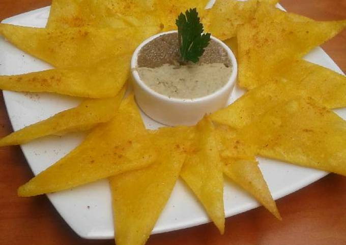Totopos con hummus de lenteja y tahini Receta de Tony- Cookpad