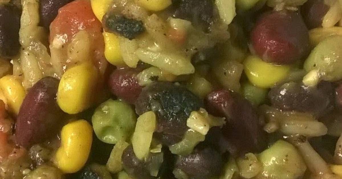 Delicious yellow rice with beans and corn recipes