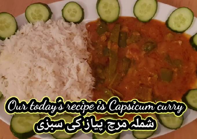 3 colour capsicum onion curry with rice Recipe by Mehreen's Kitchen and ...