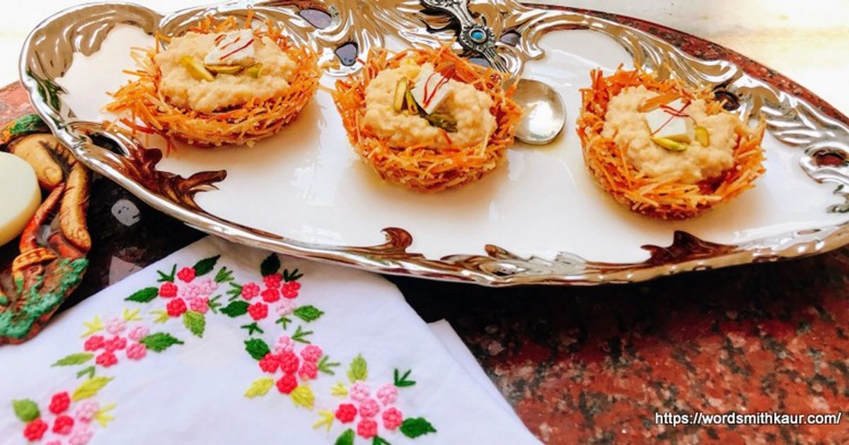 Shahi Paneer Kunafa Pudding Recipe by Harjeet Kaur - Cookpad