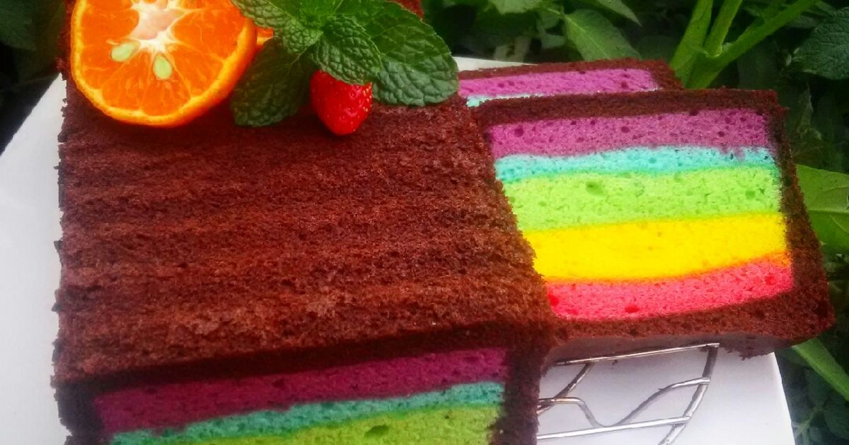 Resep Rainbow Double Cake oleh Fatma STn - Cookpad