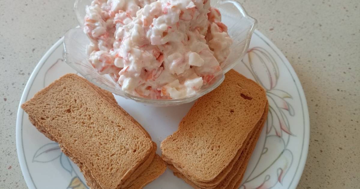 Tostadas canapé de langostinos y surimi Receta de MariaJoséLJ- Cookpad