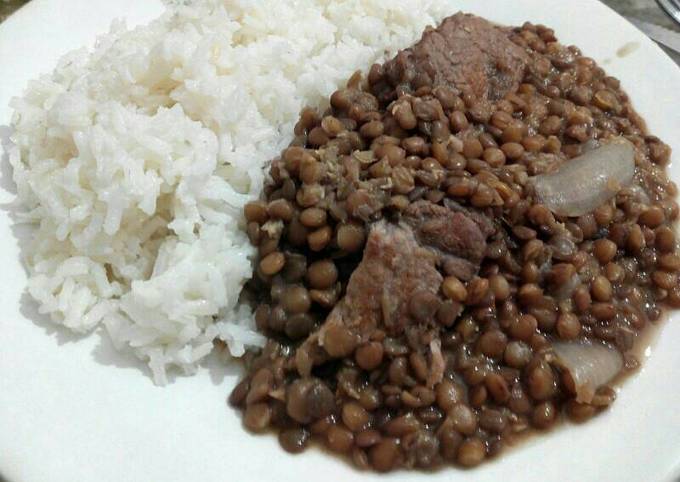 Lentejas con arroz Receta de Martha Choquehuanca- Cookpad