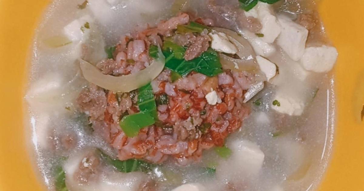 Resep Tim Nasi Merah w/ Sop (tahu, daging, pakcoy) oleh N u r A p r i l ...
