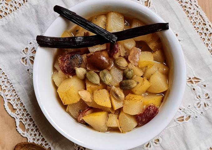 Compota de pera con dátiles, cardamomo y vainilla natural 🍐 DBT Receta ...