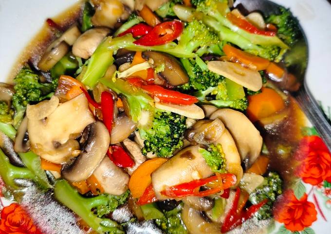 Resep Ca Brokoli Jamur Kancing oleh Rita Lestari - Cookpad