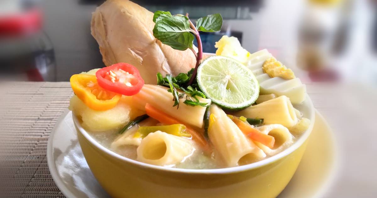 Sopa de pollo con fideo y papa - 85 recetas caseras- Cookpad