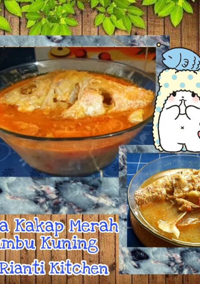 Resep Kepala Kakap Merah Bumbu Kuning ala Rianti Kitchen oleh Rianti Kitchen - Cookpad
