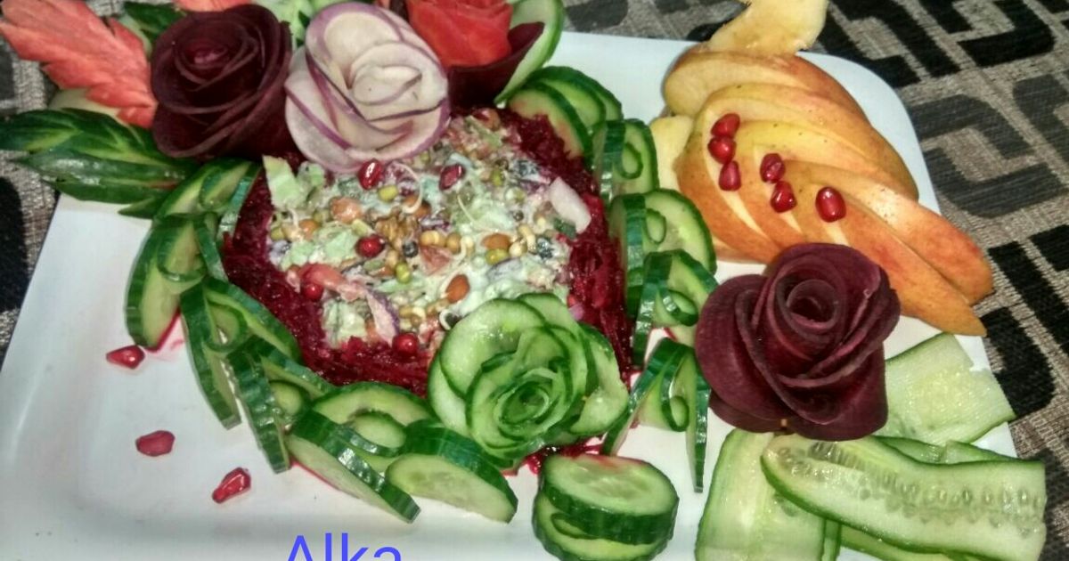 Healthy Sprouts Salad With Low Fat Paneer Dressing Recipe by alka - Cookpad