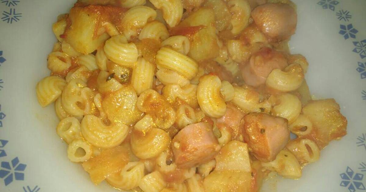 Guiso de fideos con salchichas económico - 2 recetas caseras- Cookpad