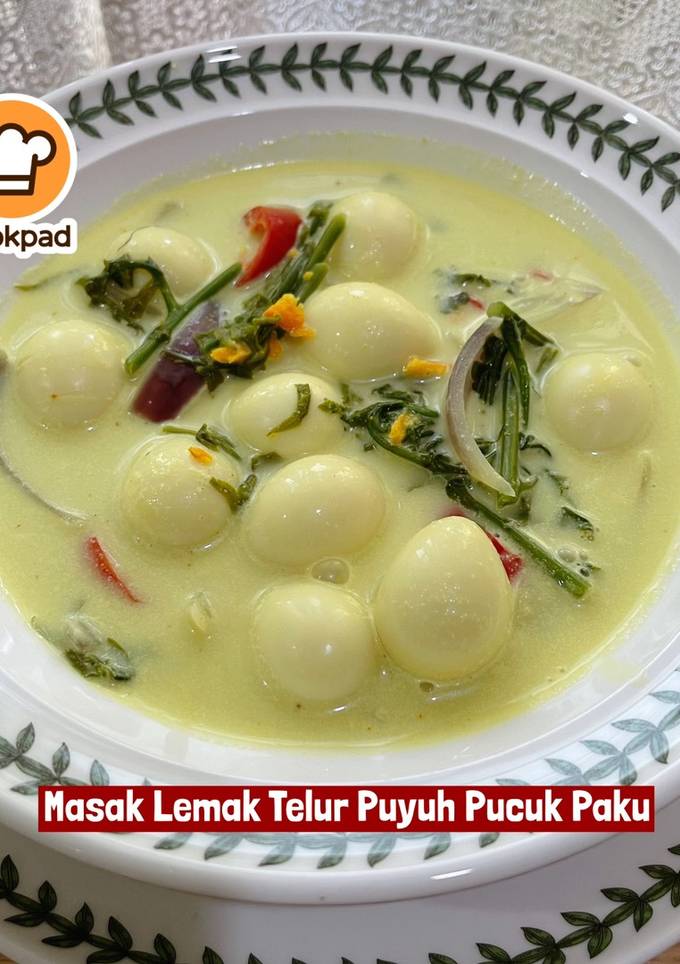 Resipi 👩‍🍳Masak Lemak Telur Puyuh Pucuk Paku oleh Mahadiah - Cookpad