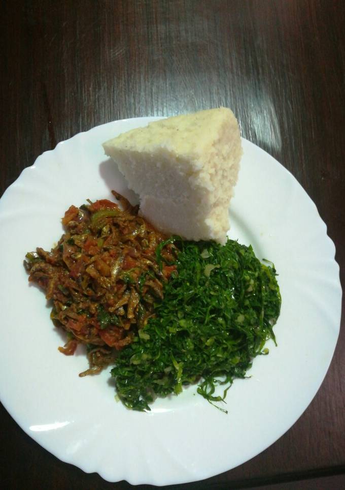 Ugali,fried dagaa and kales Recipe by Vivian Kadero - Cookpad