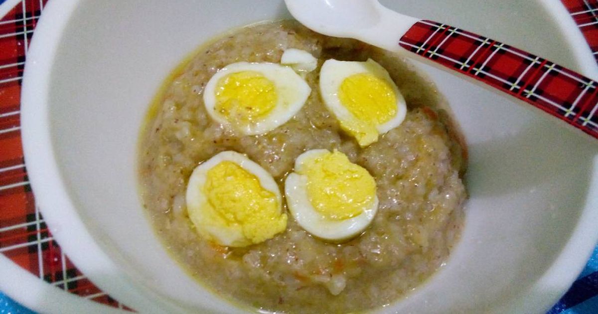 Bubur Tim Daging Telur Puyuh (Mpasi 8 Bln+) Recipe By 🌻Niabundaalif ...