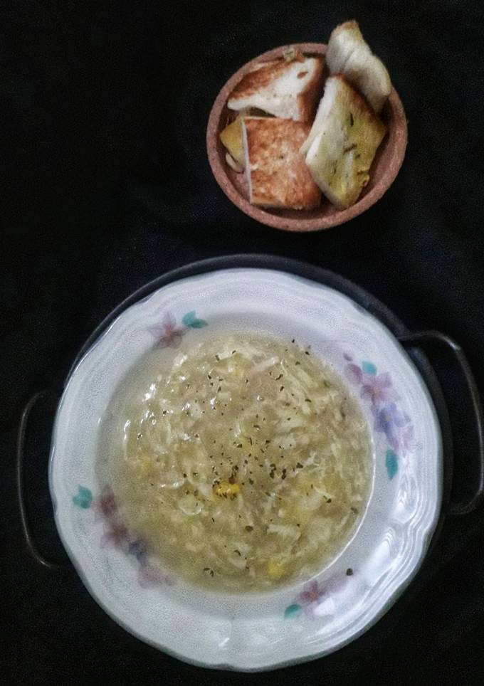 Resep Sup Krim Kepiting & Jagung Instan + Garlic Bread ala 🏚an oleh ...