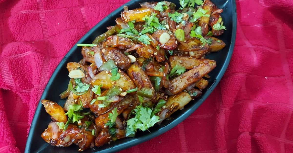 Peanut Garlic Chilli Potato Recipe by Kumkum Chatterjee - Cookpad