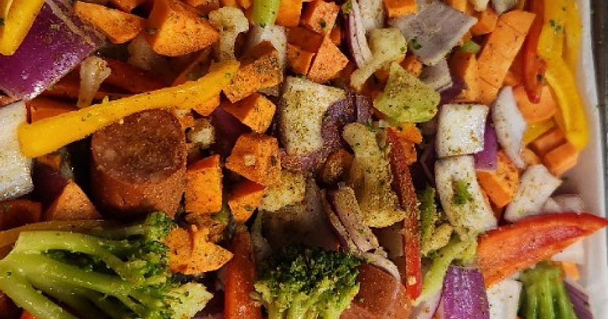 Kielbasa And Vegetable Sheet Pan Dinner Recipe by cindybear